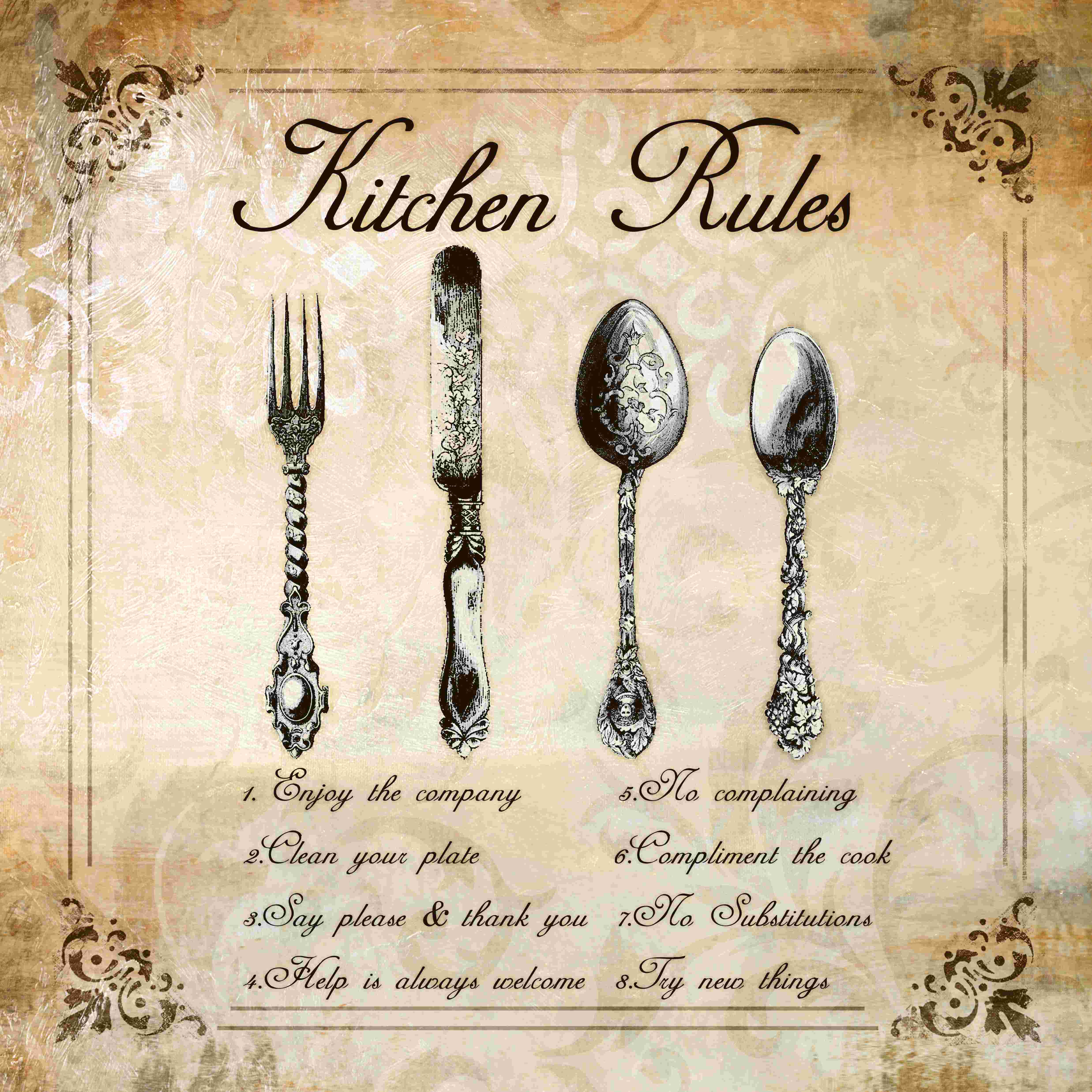 Trinx Kitchen Rules Silverware - Wrapped Canvas Graphic Art | Wayfair